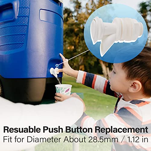 Push Button Spigot, Cooler Faucet Replacement, Reusable Water Jug Spigot, Plastic White Button for 2, 3, 5 and 10 Gallon Beverage Cooler Lever Pour Dispenser Outdoor Insulation Box (2PCS)