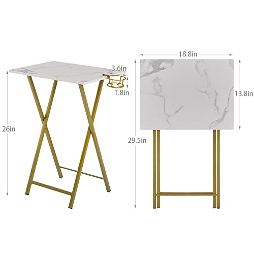 VECELO Foldable TV Tray Portable Wooden Snack Table for Livingroom, Bedroom, Office, Tiny Desk, Golden