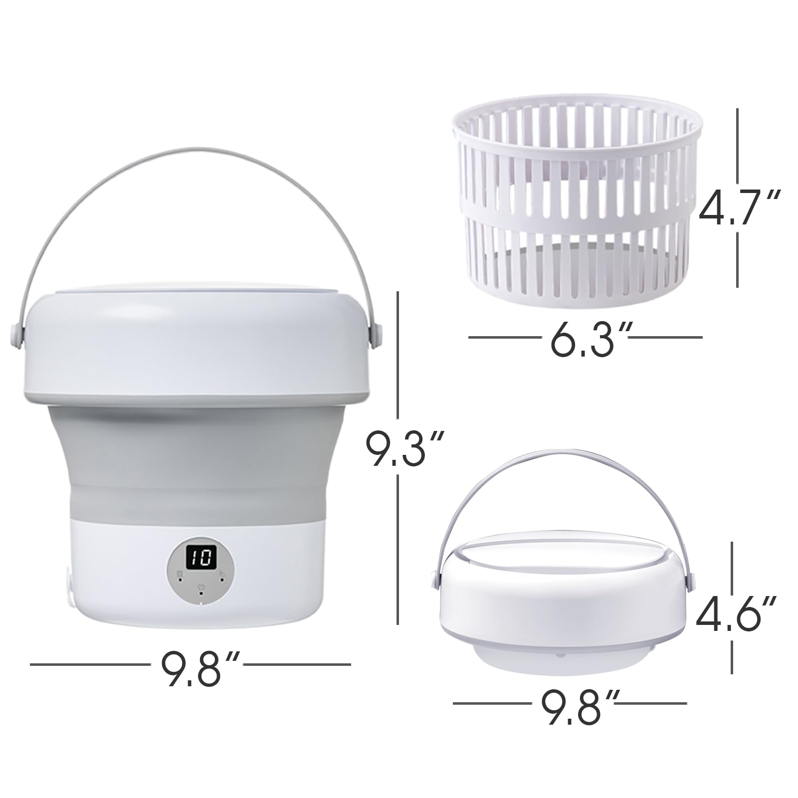 Joiena Portable Washing Machine Compact Foldable Mini Washer with Spin Basket, LED Display-Small Washer for Baby Clothes, Underwear, Socks and Small Items, Ideal for Apartments, RVs, or Travel