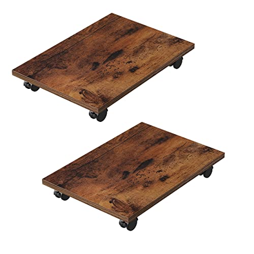 JOIN IRON CPU Stand Computer Tower Stand, Set of 2 Pc Tower Stand, Floor Pc Stand for Under Desk, Wood CPU Holder Stand Cart with Lockable Wheels, for Office, Home(Brown (Set of 2)