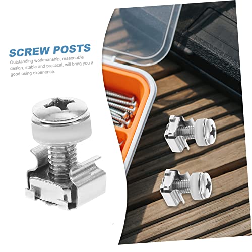 VILLCASE 32 Sets Rack Mount Nuts Screws and Nuts Rack Mount Router Computer Rack Nuts Server Rack Cage Nuts Mounting Cage Nuts Rack Mount Screws 304 Stainless Steel Equipment Crown