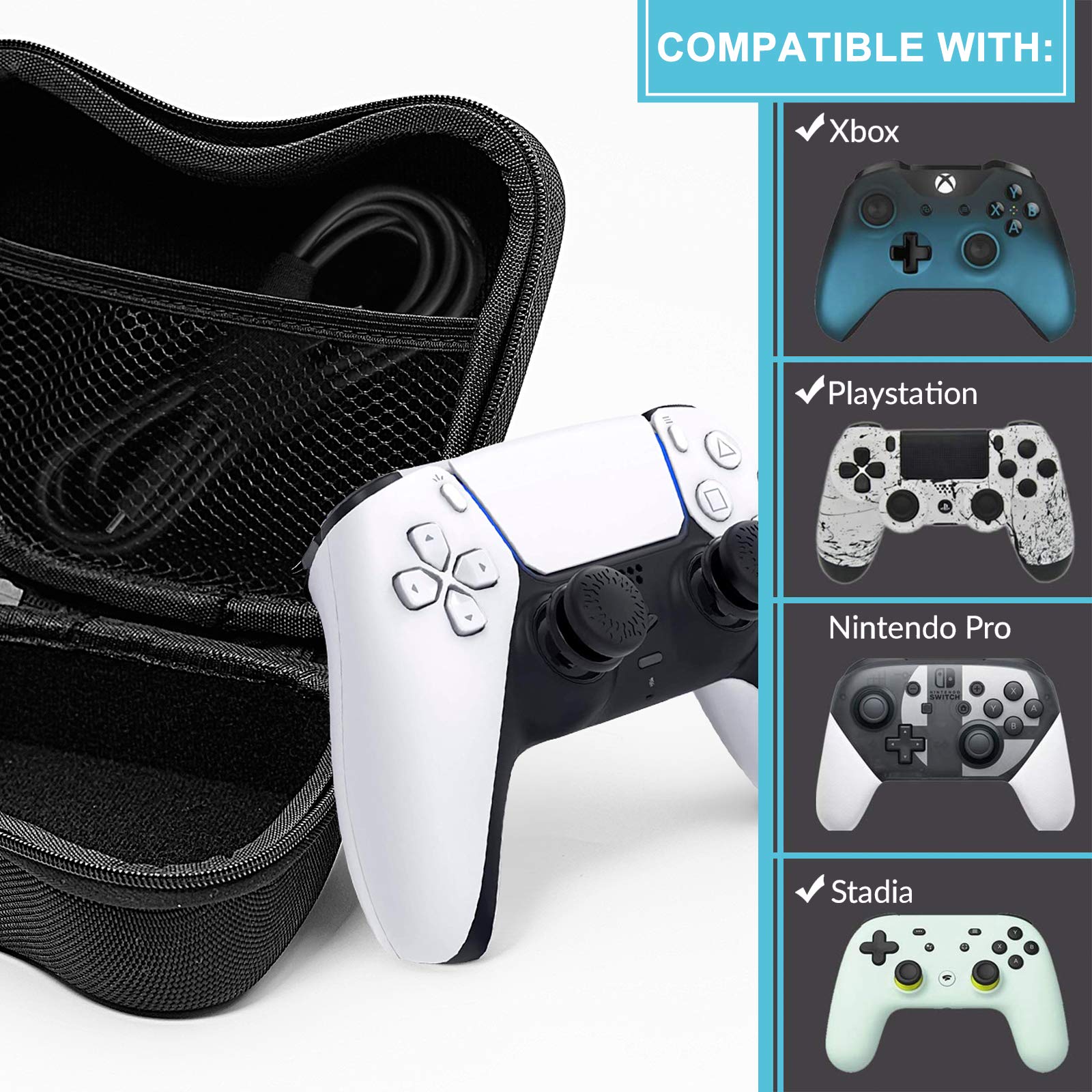 LINKJET Case for PS5 Controller PS5 Playstation 5 2020, PS5 Bag PS5 Carrying Case,Traveled EVA Storage Case for Sony PS5,Storage Bag for PS5 Game Wireless Controller,Black
