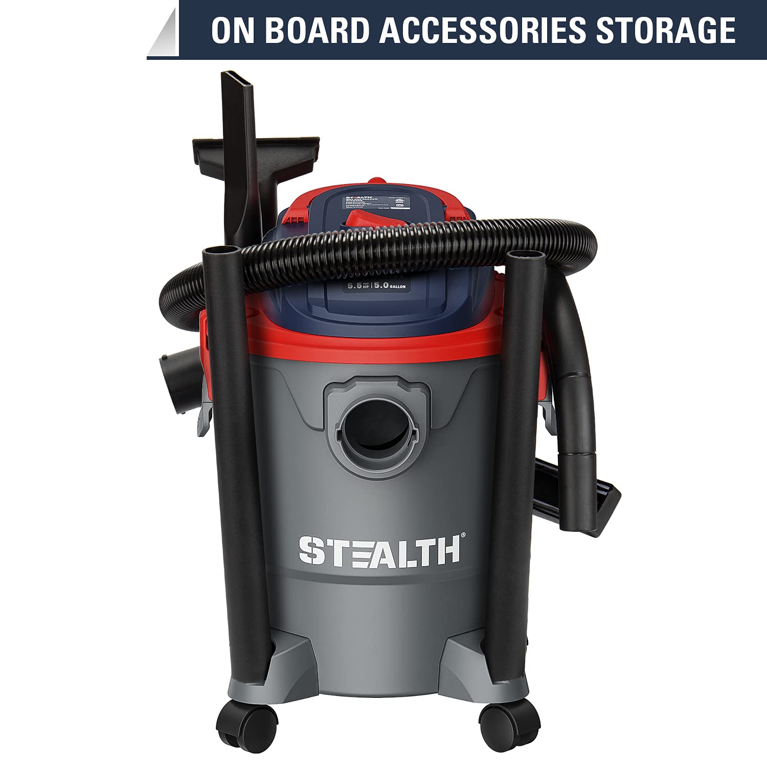 Stealth 3 in 1 Wet Dry Vacuum Cleaner, 5 Gallon 5.5 Peak HP, Portable Shop Vacuum with Blower, 1-1/4 inch Hose, ECV05P1