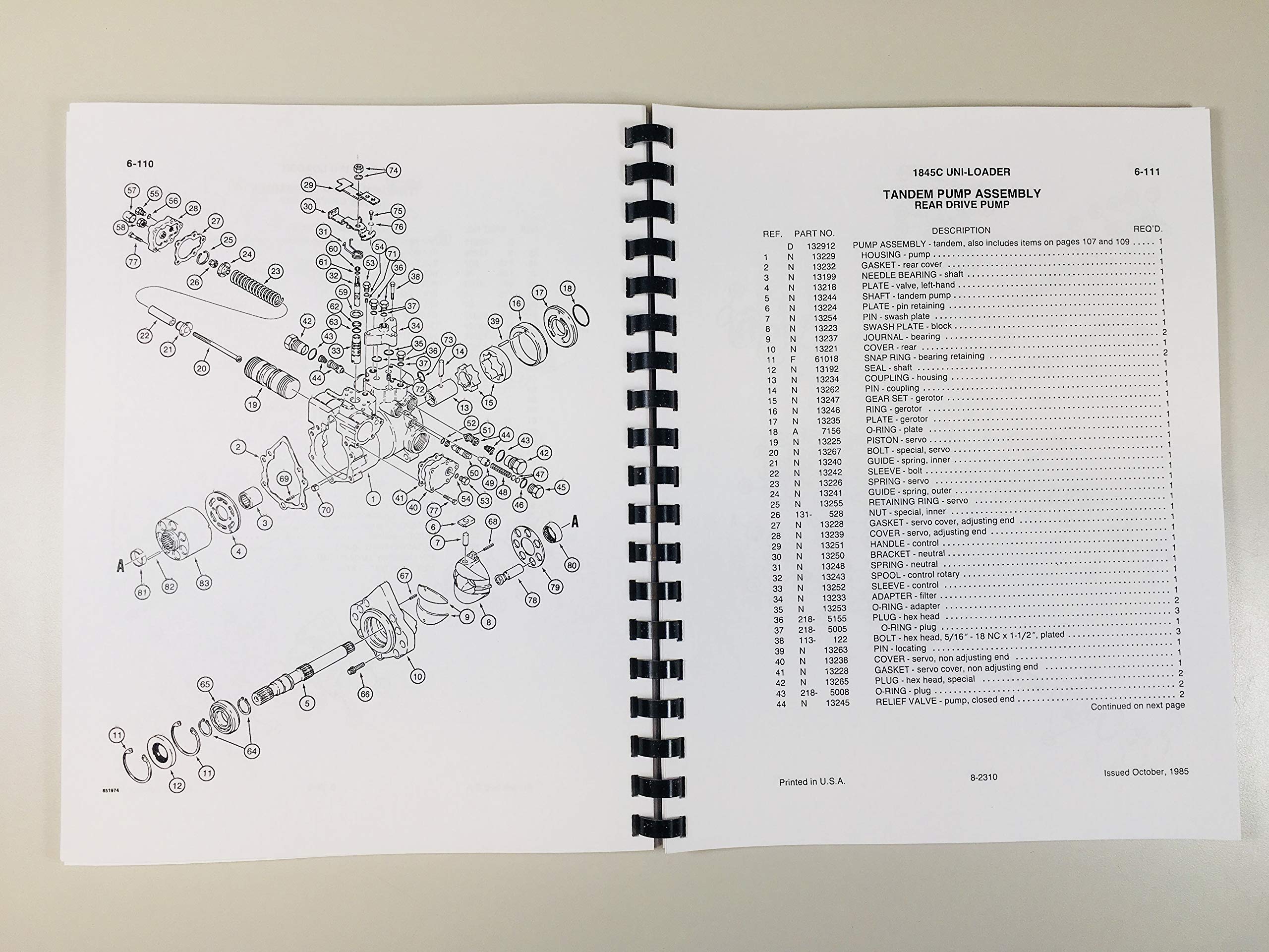 J I Case 1845C Uni Loader Parts Manual Catalog Skid Steer Assembly Exploded View Y