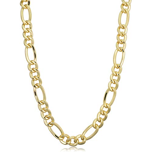 Kooljewelry 14k Yellow Gold Filled Solid Figaro Link Chain Necklace (7.8 mm, 24 inch)