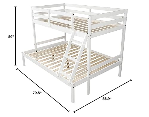 Twin Over Full Bunk Bed with Ladder & Safety Guard Rails,Solid Wood Bunk Beds for Dorm,Bedroom,Guest Room, Can Be Separated Into Twin/Full Size Bed