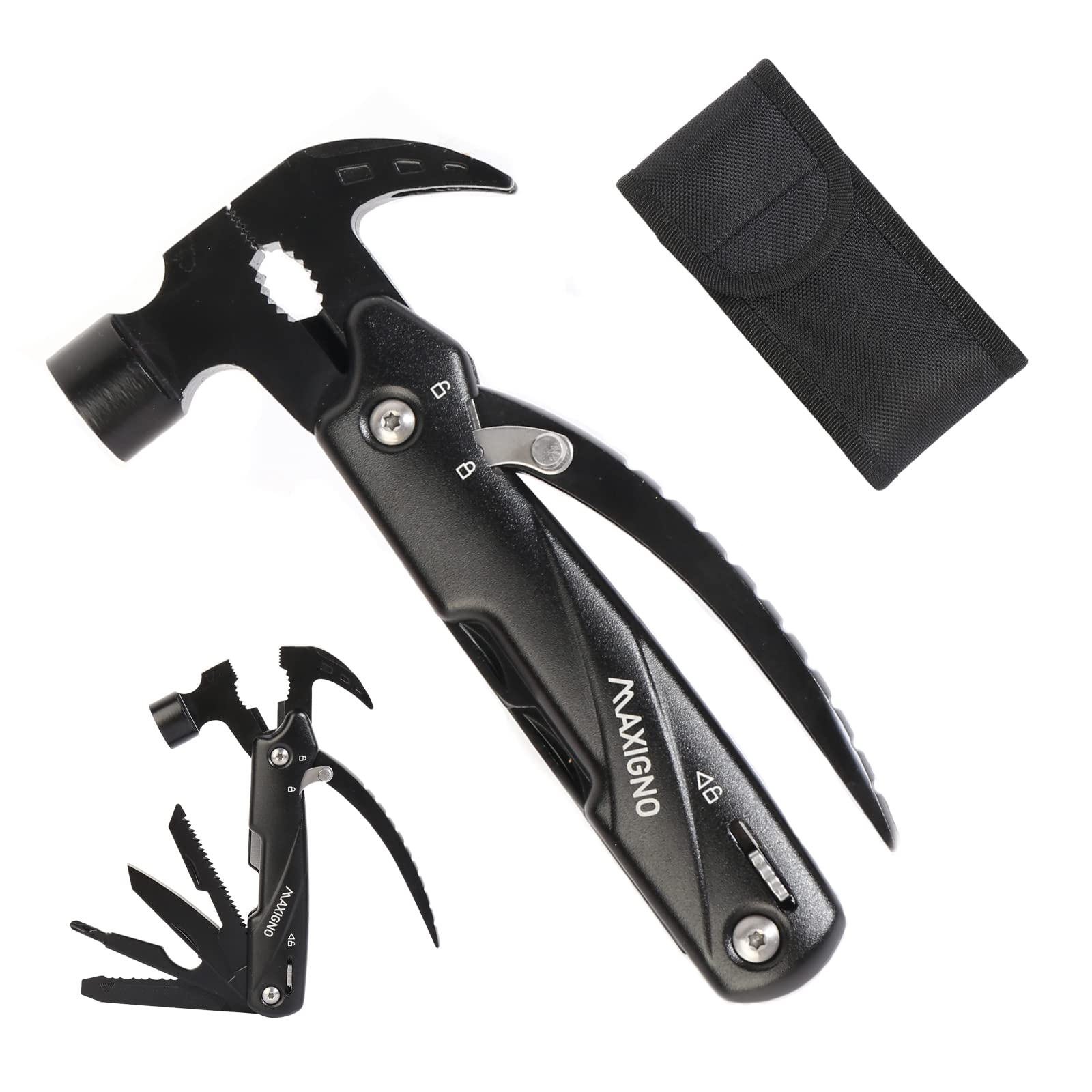 Maxigno Multitool Hammer, 12 in 1 Mini Multi Tools Camping Gear Survival Tool for Men, Gifts for Men Dad Boyfriend Husband