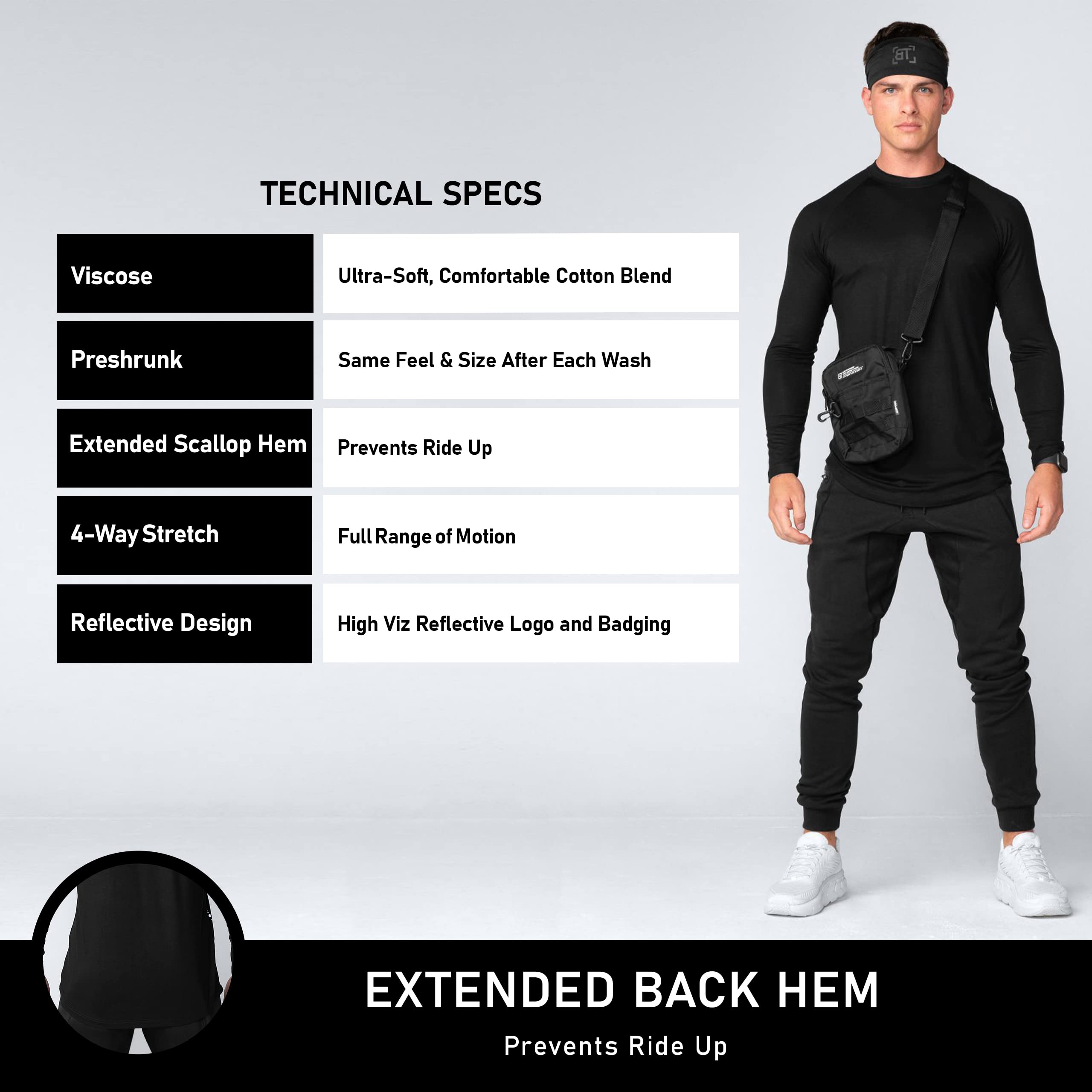 Men’s Workout Core Fit Long Sleeve Shirt, Athletic Bodybuilding Long Sleeve Shirt for Men, Running Core Fit Long Sleeve Shirt (as1, alpha, x_l, regular, regular, Black)