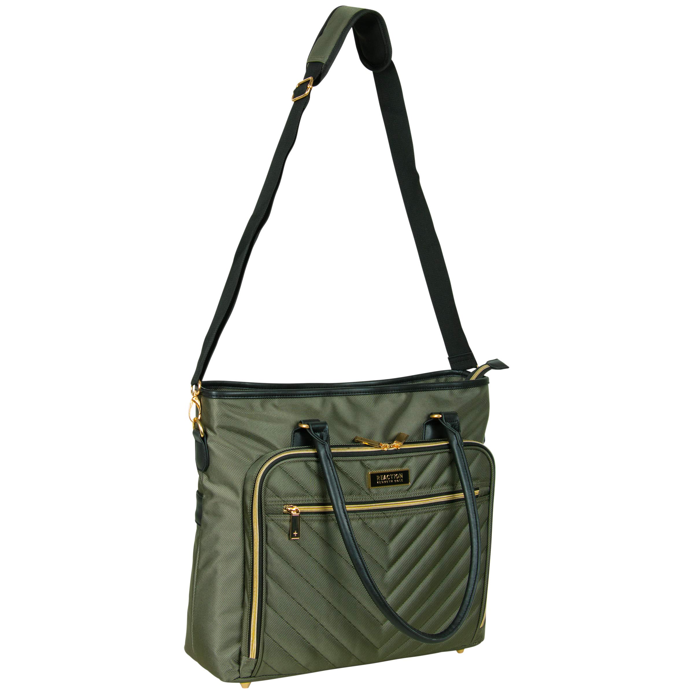 Kenneth Cole Reaction Chelsea Chevron 15" Laptop & Tablet Business Tote W/Removable Shoulder Strap, Olive