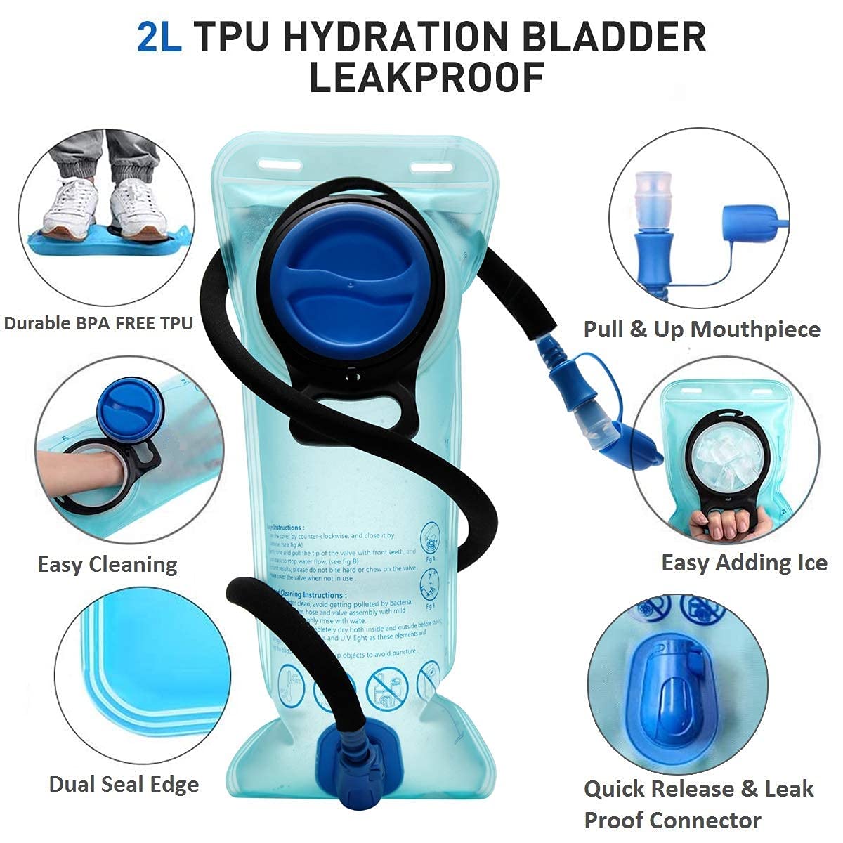 Insulated Hydration Backpack Pack with 2L BPA Free Bladder - Keeps Liquid Cool up to 4 Hours β for Running, Hiking, Cycling, Camping (Grey)