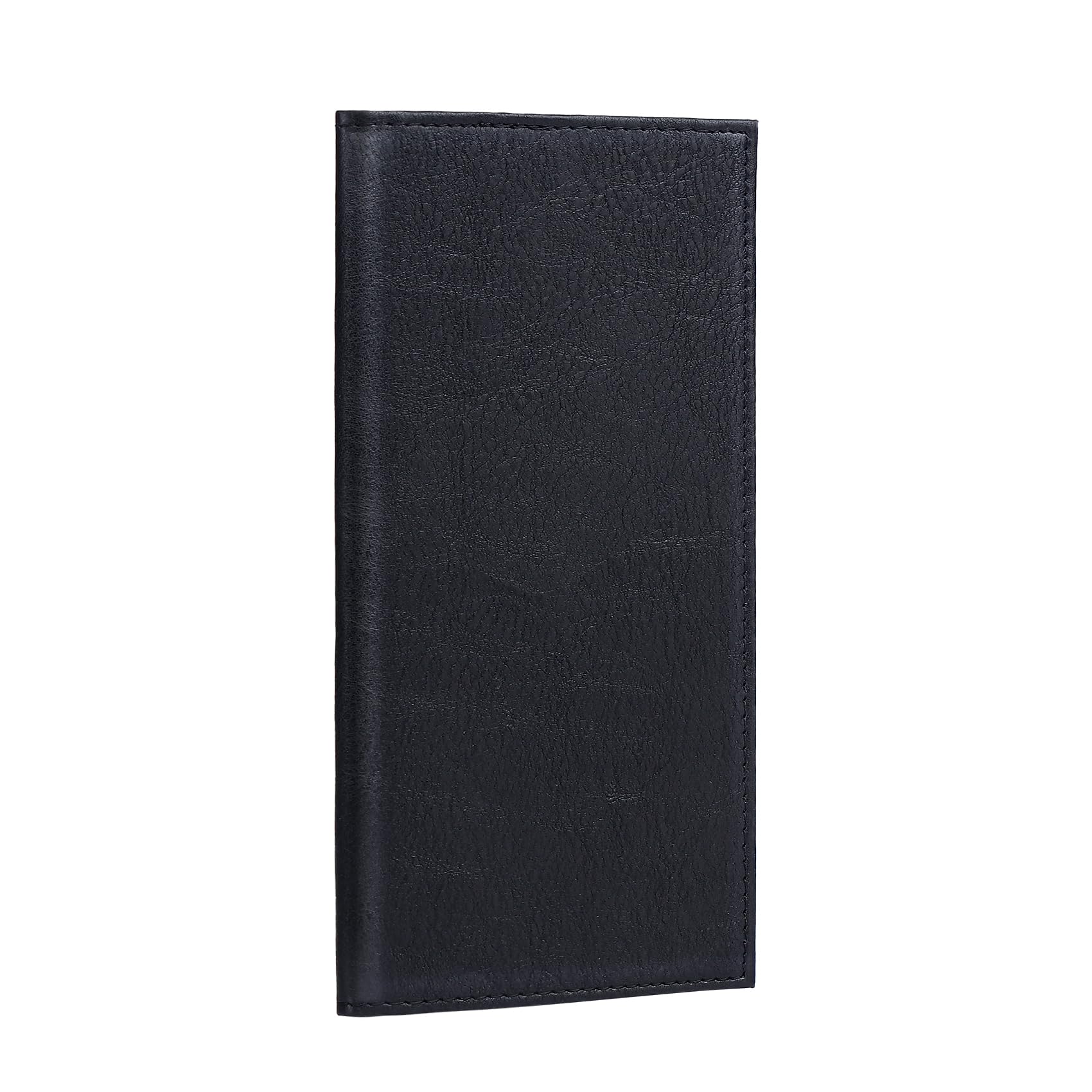 LLi Cufite Leather Checkbook Cover for Top & Side Tear Registers Duplicate Checks with Plastic Insert Flap Card Holder Pen Hoop Slim Wallet for Men Women