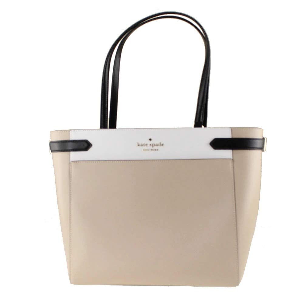 Kate Spade New York Staci Colorblock Laptop Tote Women's Leather Handbag Beige Multi