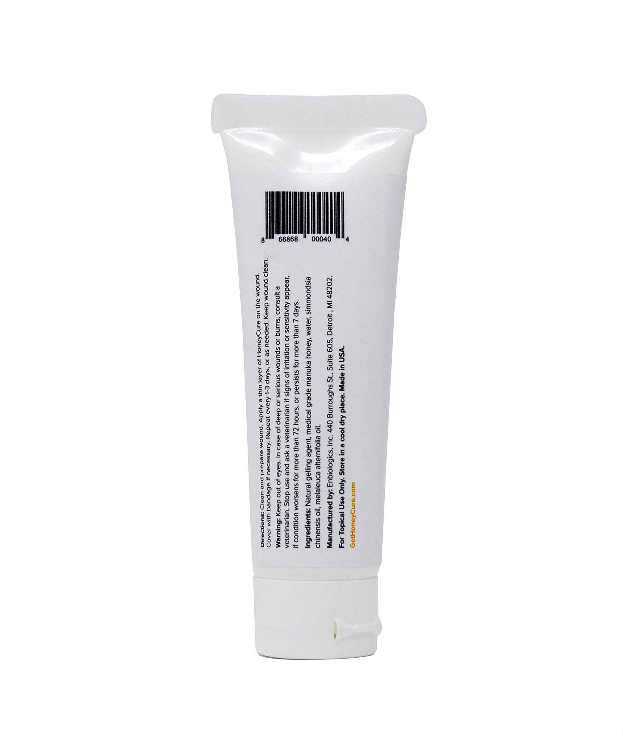 HoneyCure, Natural Veterinary Ointment for Wound Care, Manuka Honey, for Dogs, Cats, & Horses, 1oz. Tube
