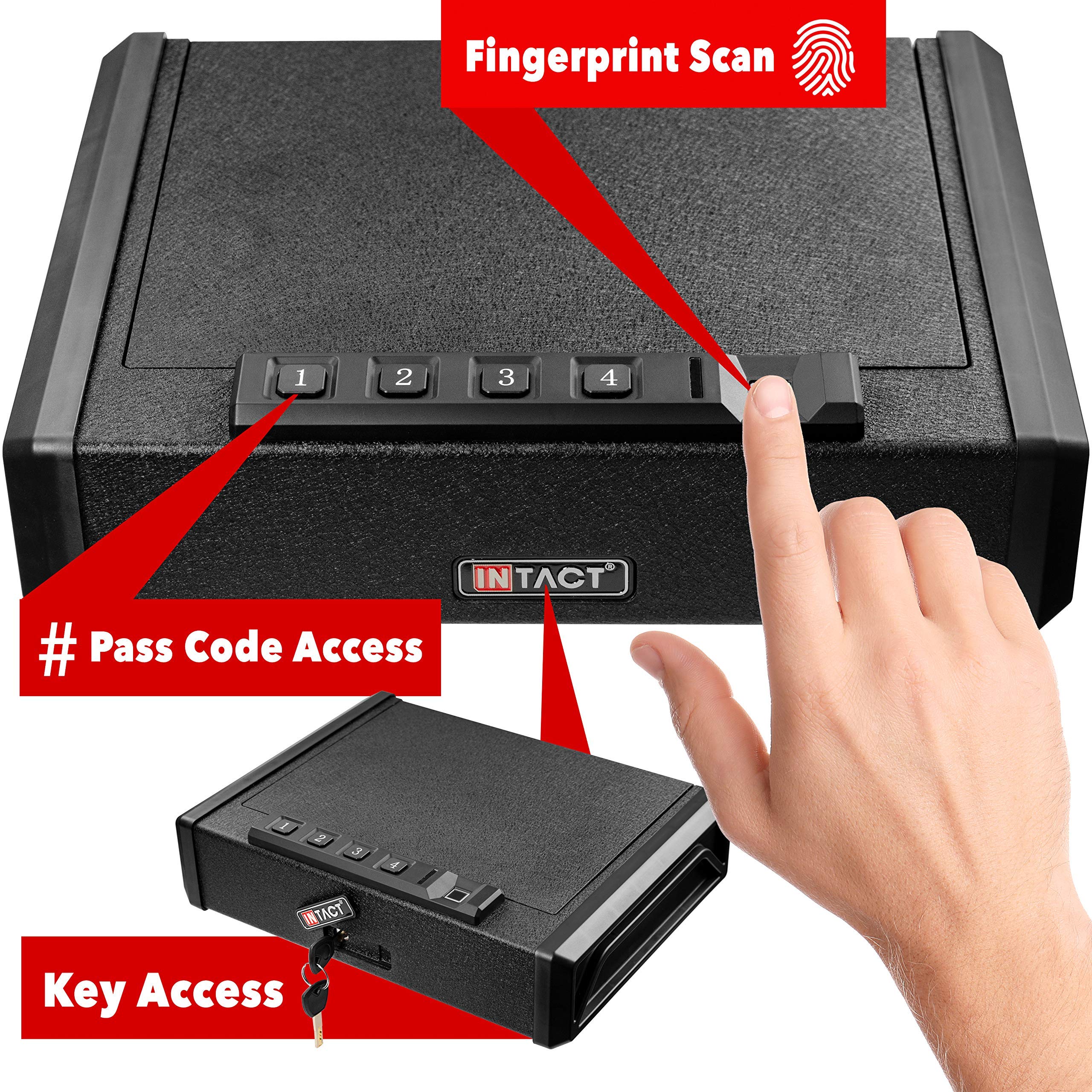 Intact XD-900 Quick Access Biometric Fingerprint Gun Safe with Nex-Gen Keypad Module Top Opening Black