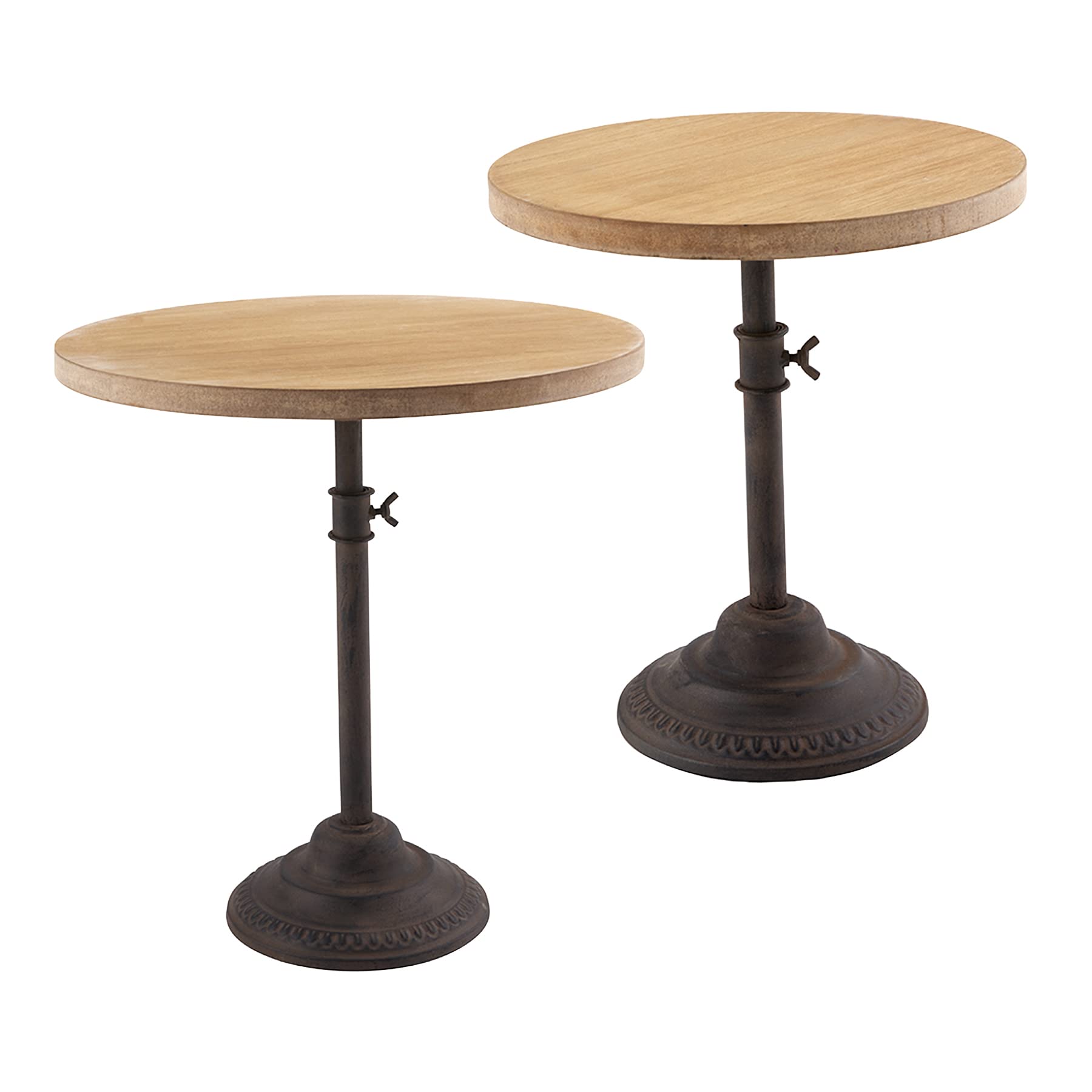 Mud Pie Wood and Iron Adjustable Server, 13" x 13", Large