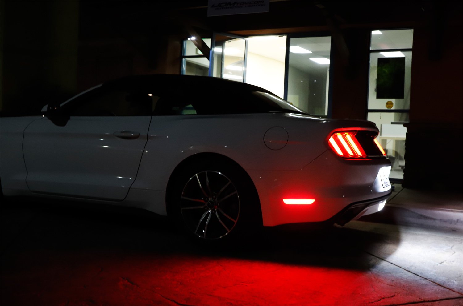 iJDMTOY Smoked Lens Red Full LED Rear Side Marker Light Kit Compatible with Ford 2015-up Mustang, Powered by 48-SMD LED, Replace OEM Back Sidemarker Lamps
