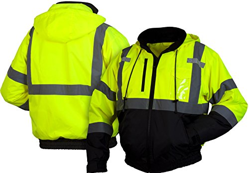 Pyramex RJ31 Series Class 3 Fleece Bomber Safety Jacket, Lime, X-Large