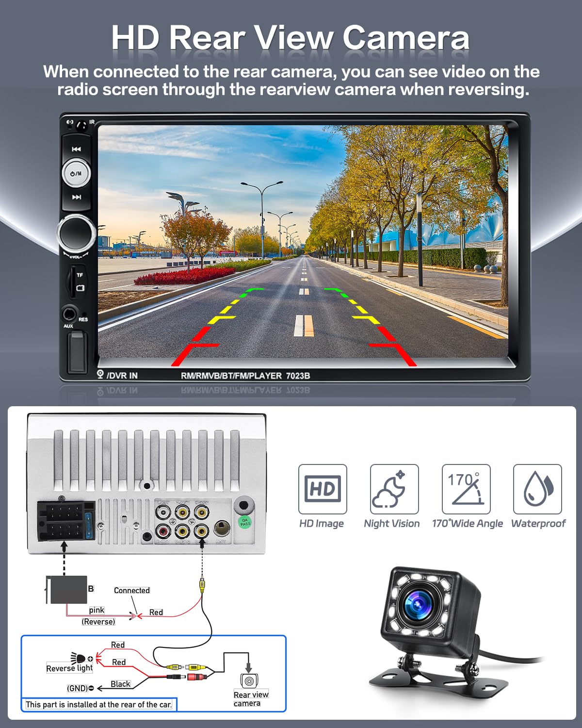 Inefala Car Stereo Double Din with Bluetooth, 7 Inch Touchscreen Car Radio with Backup Camera Support Mirror Link, FM Radio, USB/TF/AUX Input, Remote Control, Steering Wheel Remote