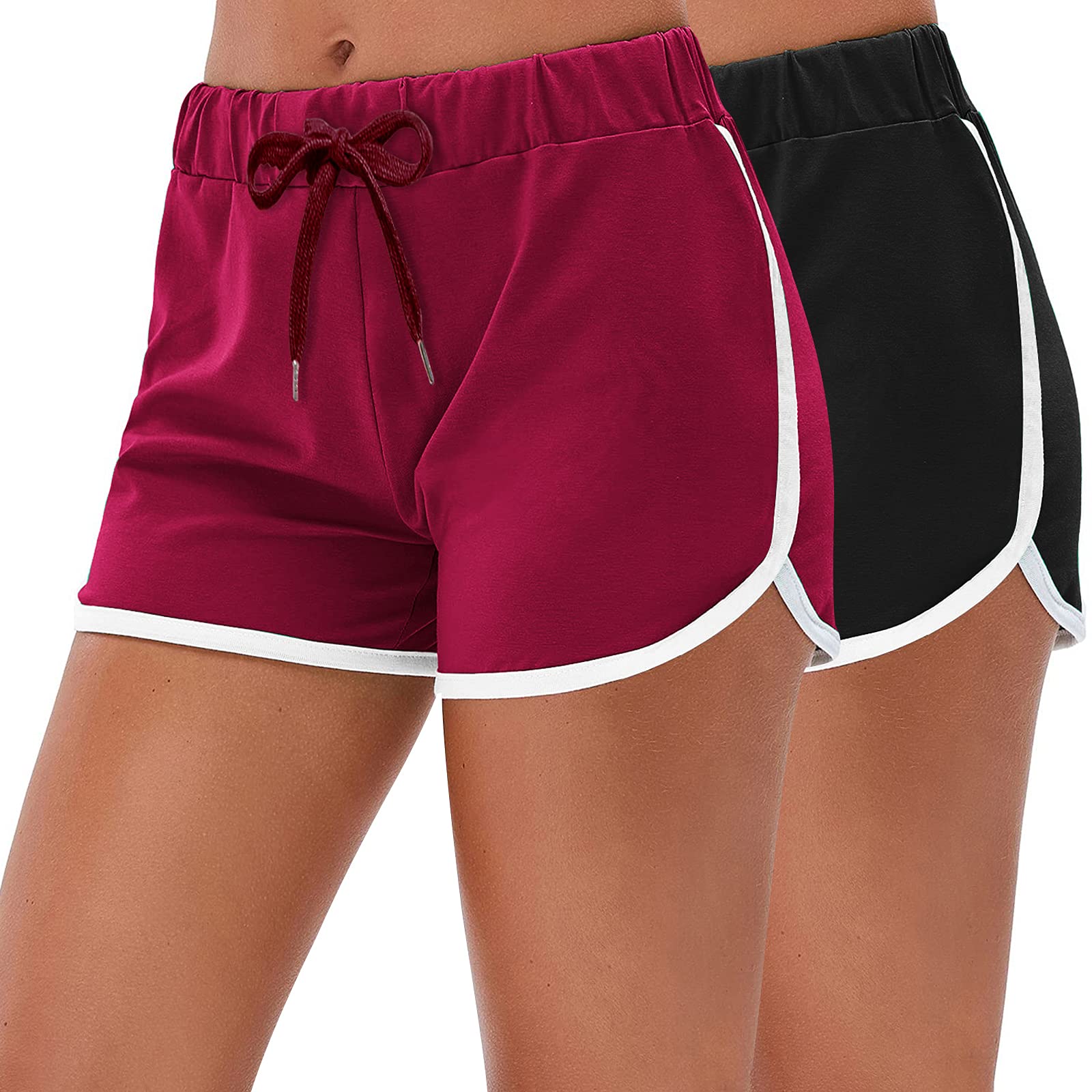 Little Beauty Women's Yoga Elastic Waist Running Athletic Shorts Doplin Shorts