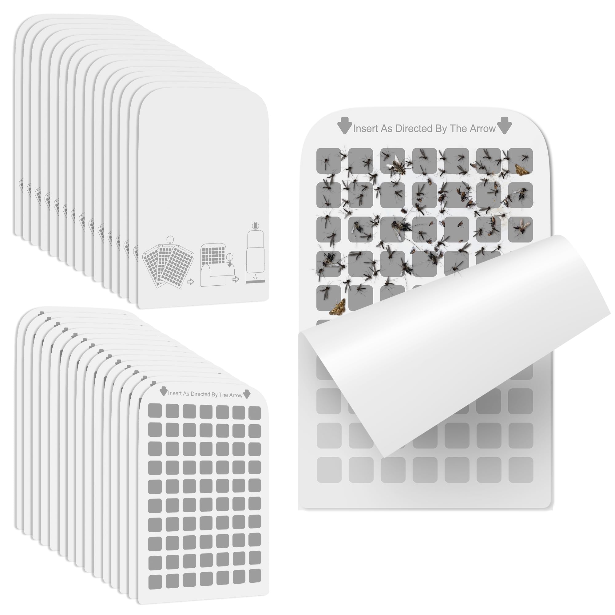 Qualirey 30 Pack Flying Insect Trap Refill Compatible with Mosalogic Fly Traps, Insect Trap Glue Board Refills, Replacement Sticky Glue Cards for Insect Bug Mosquito Gnat Fruit Fly Trap Indoors, Gray