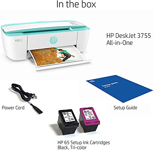 HP DeskJet 3755 Compact All-in-One Wireless Monochrome Printer - Seagrass Accent (J9V92A) and Instant Ink $5 Prepaid Code
