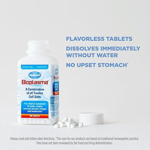 Hyland’s Bioplasma Cell Salts Tablets, Natural Homeopathic Combination of Cell Salts Vital to Cellular Function, Balance Electrolytes, 500 Count, White