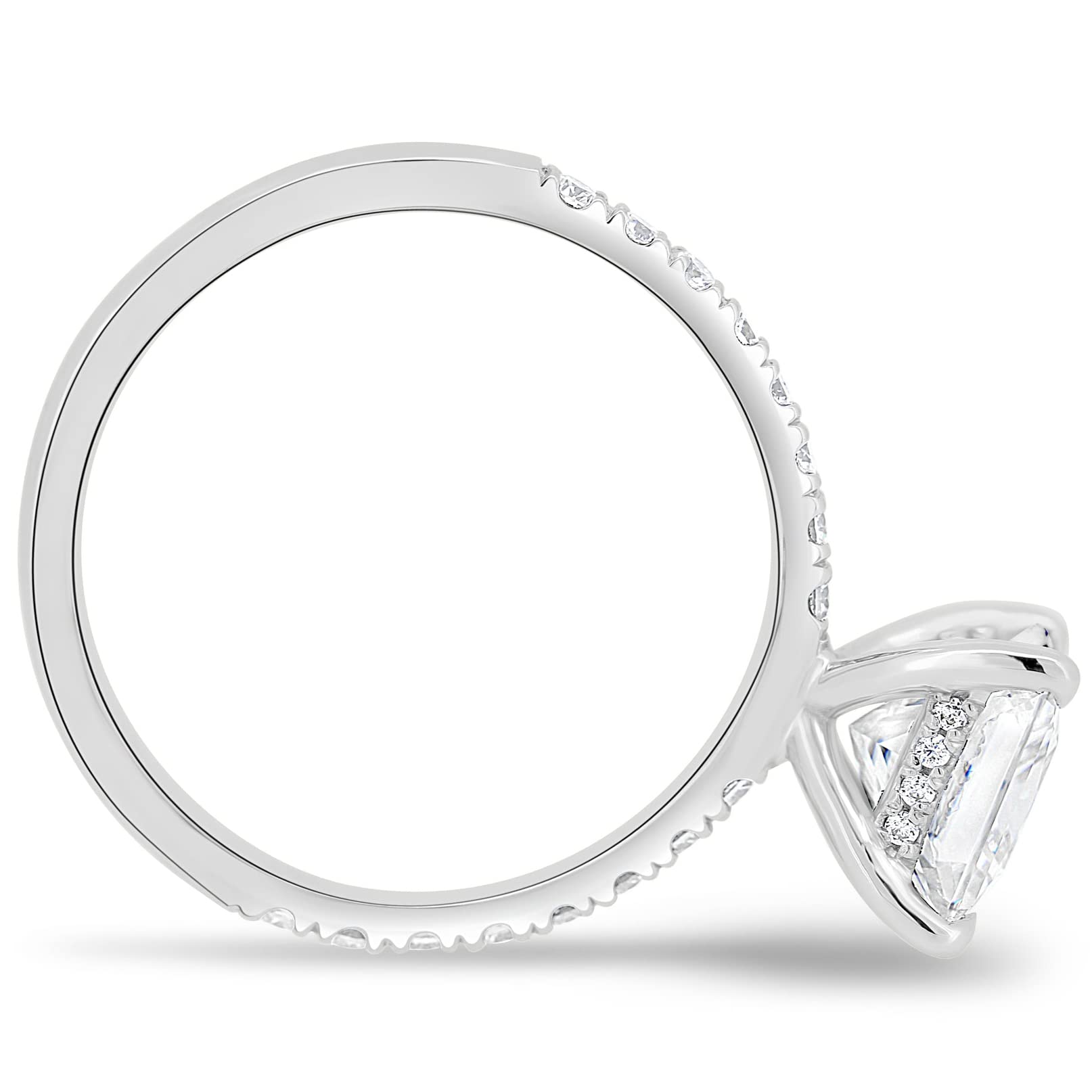 Princess Cut 2.15 cttw White Moissanite 14K White Gold And 925 Sterling Silver Hidden Halo Engagement Rings - Silver (4.5)