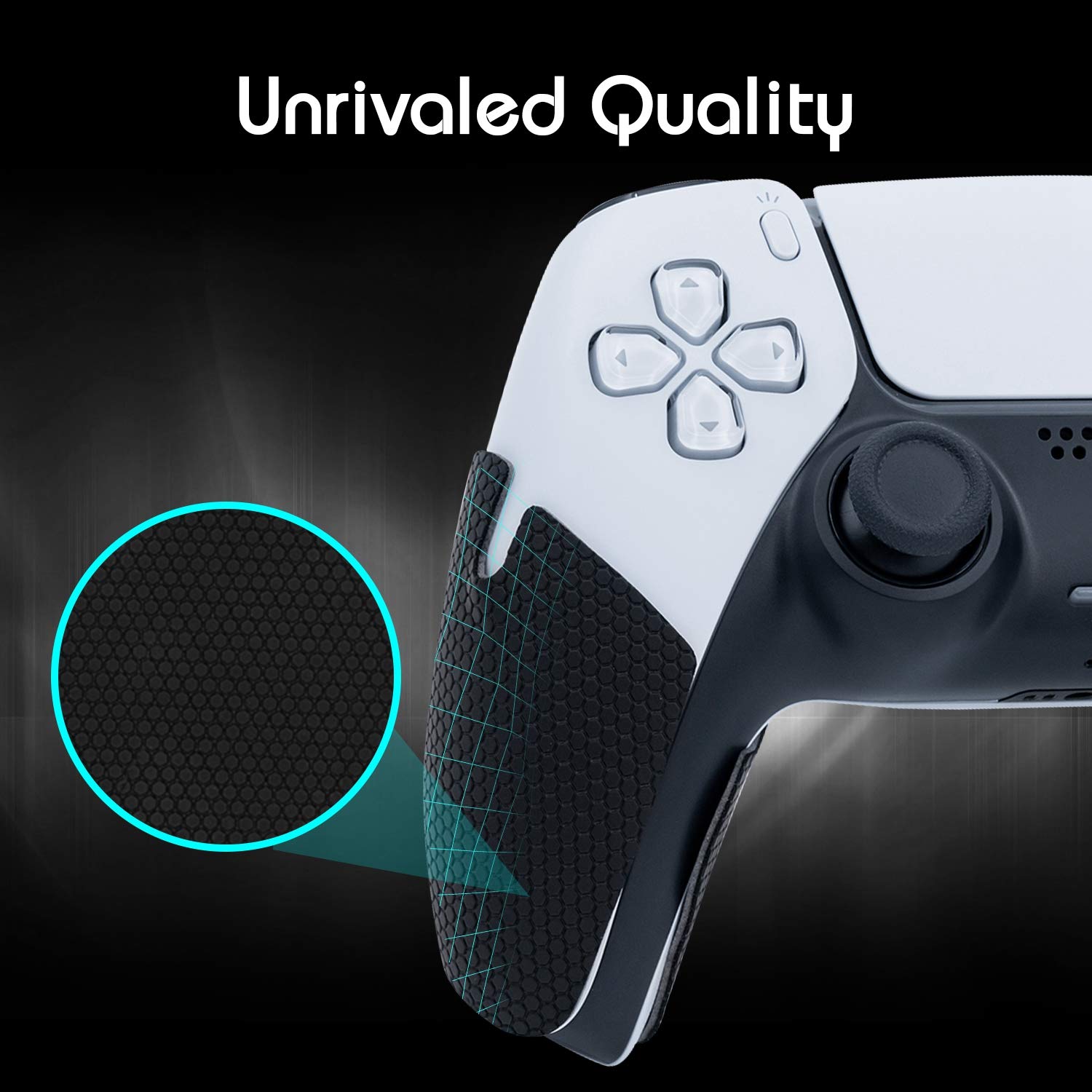 Mcbazel 2 Pack Anti-Skid Controller Handle Grips Sticker for PS5 DualSense Controller, Protective Skin Cover Case for DualSense PS5 Controller - Black