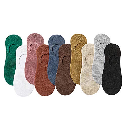 Lallier 6 Pairs Women's Men's Low Cut No Show Anti-Slid Athletic Casual Cotton Socks (One Size, Grey)