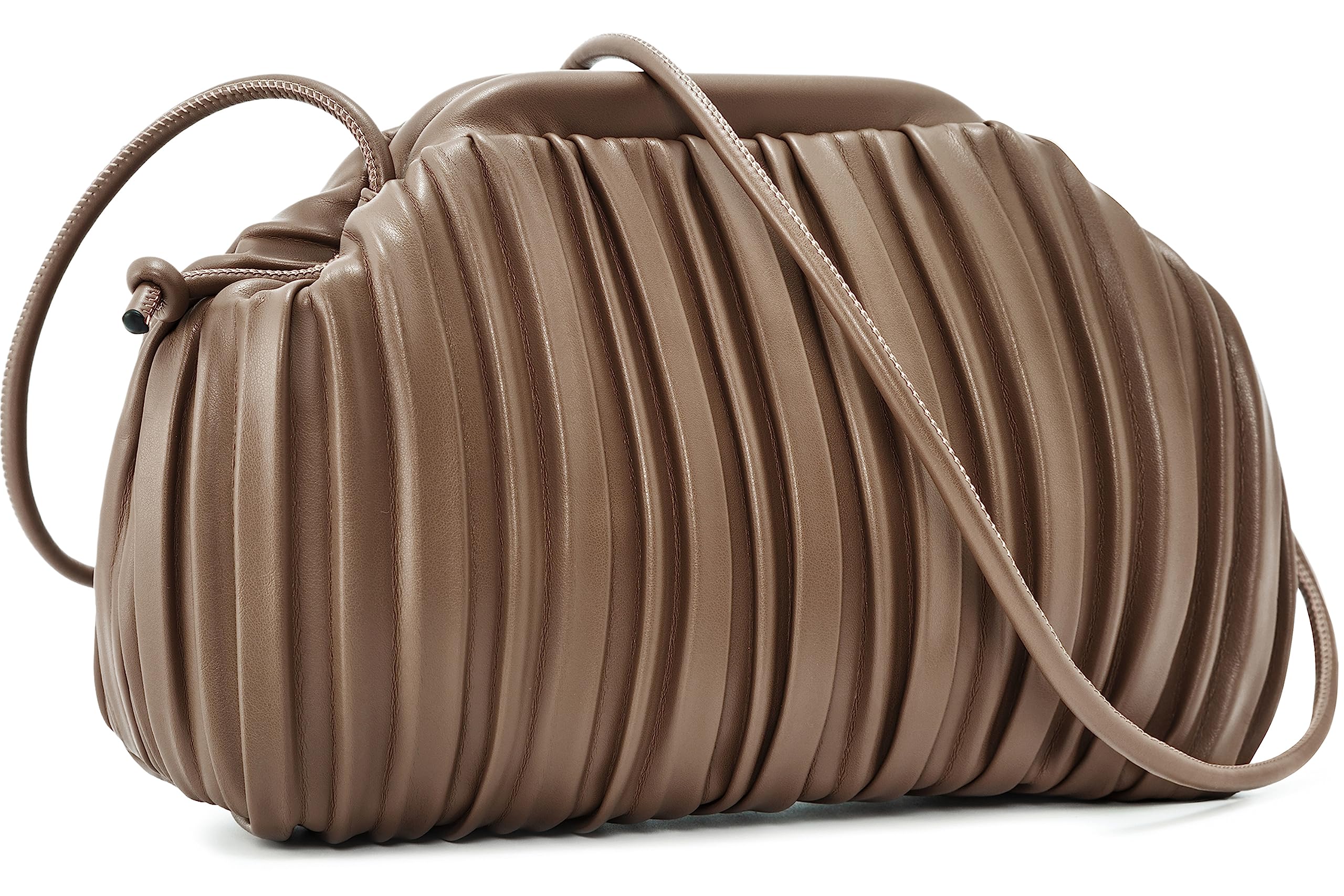 NIUEIMEE ZHOU Ruched Dumpling Bag for Women PU Leather Cloud Handbag Clutch Purse Retro Shoulder Crossbody Bags