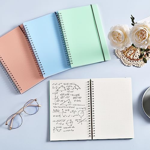 WORPICE Dotted Spiral Notebook - 3 Pack Bullet Dotted Journal A5, 5.7" x 8.3" Dotted Grid Journal, 70 Sheets/140 Pages Per Dotted Notebook, 120gsm Thick Dotted Paper, Green, Blue, Pink