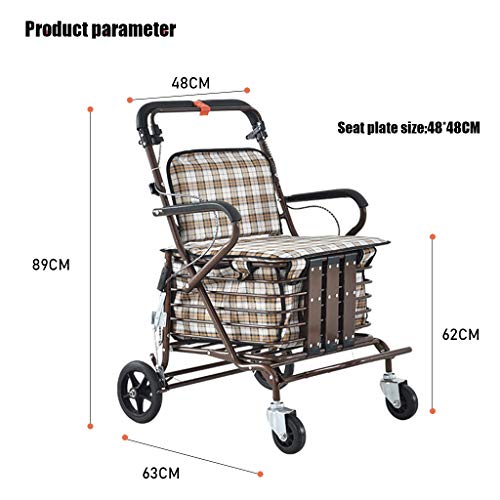 Rollator Walker 4 Wheel Rolling Walker Shopping Trolley Elderly Scooter, with Seat Design, Rolling Walker with Brakes for The Elderly,Bearing 150kg/330lbs