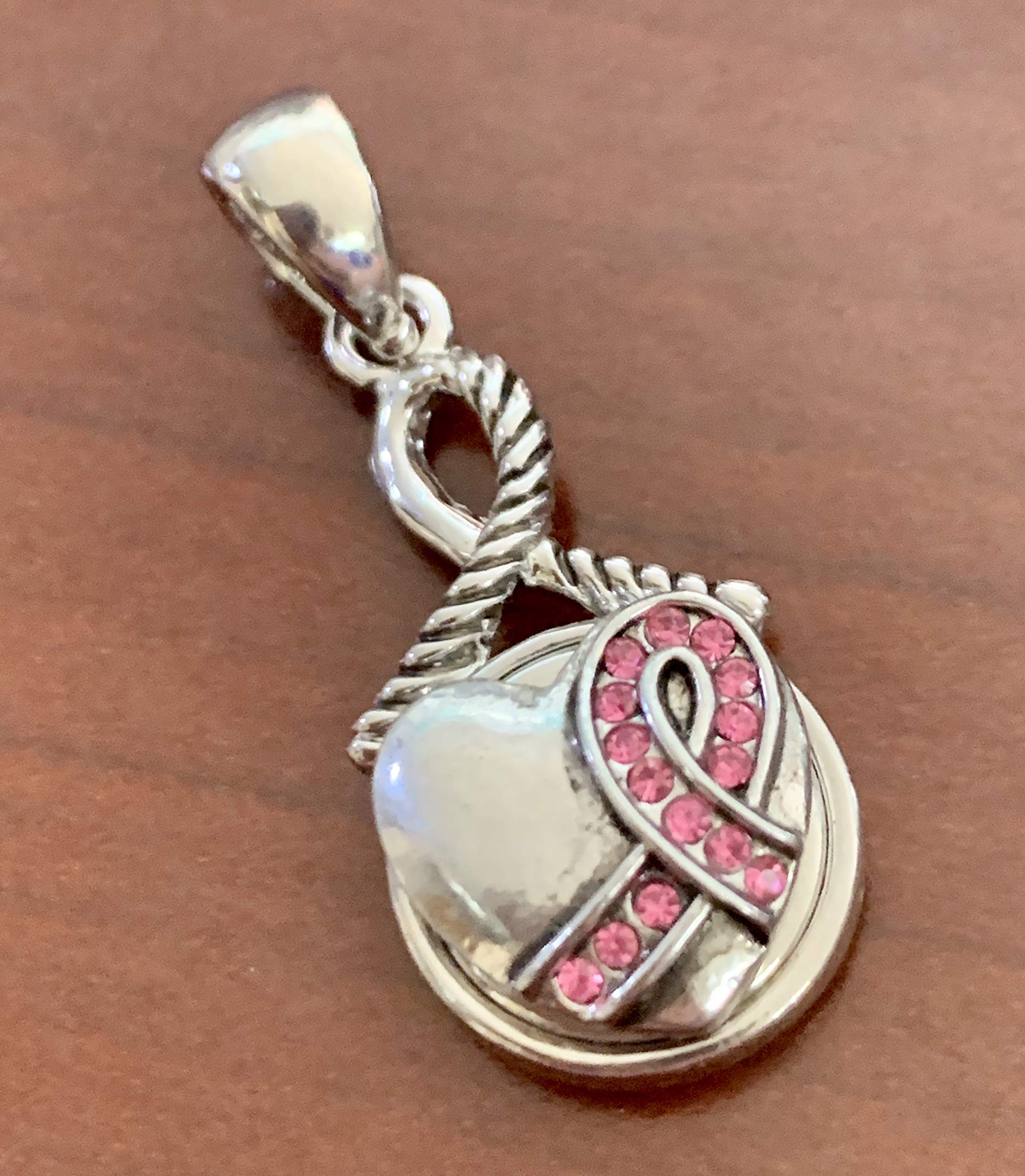 Interchangeable Mini Jewelry Pink Ribbon Cancer Awareness Pendant Holds 12mm Snaps My Prime Gifts