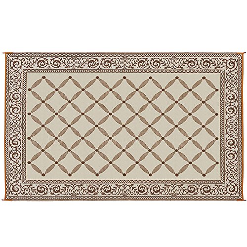 Stylish Camping 116097 6-feet by 9-feet Reversible Mat, Plastic Straw Rug, Large Floor Mat for Outdoors, RV, Patio, Backyard, Picnic, Beach, Camping (Brown/Beige)