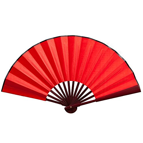 mmknlrm Unisex Silk Lace Wedding Party Fan Hand Held Chinese Dancing Floral Fan Folding Accessory Bra Strap Holder Elastic (Red, One Size)