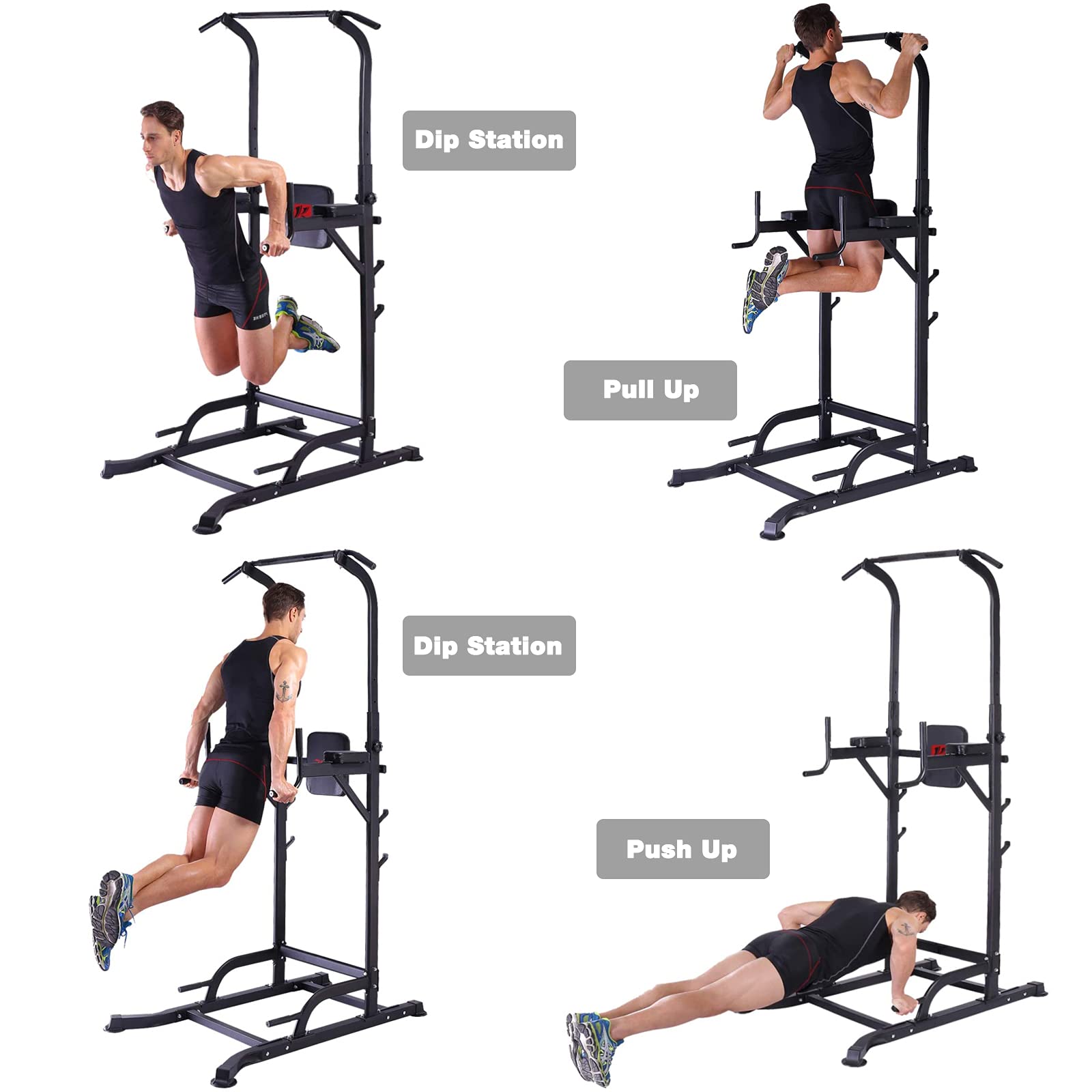 K KiNGKANG Power Tower with Cushion Adjustable Height Multi-Function Home Strength Training Fitness Workout Station, T056