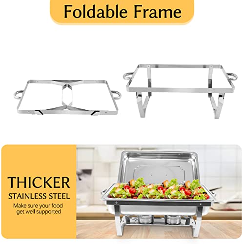 Snowtaros 4 Pack 8QT Chafing Dish Buffet Set, Stainless Steel Food Warmer Set, Rectangular Buffet Server with Tongs & Spoons for Parties, Catering, Banquets, Events (Full Size)