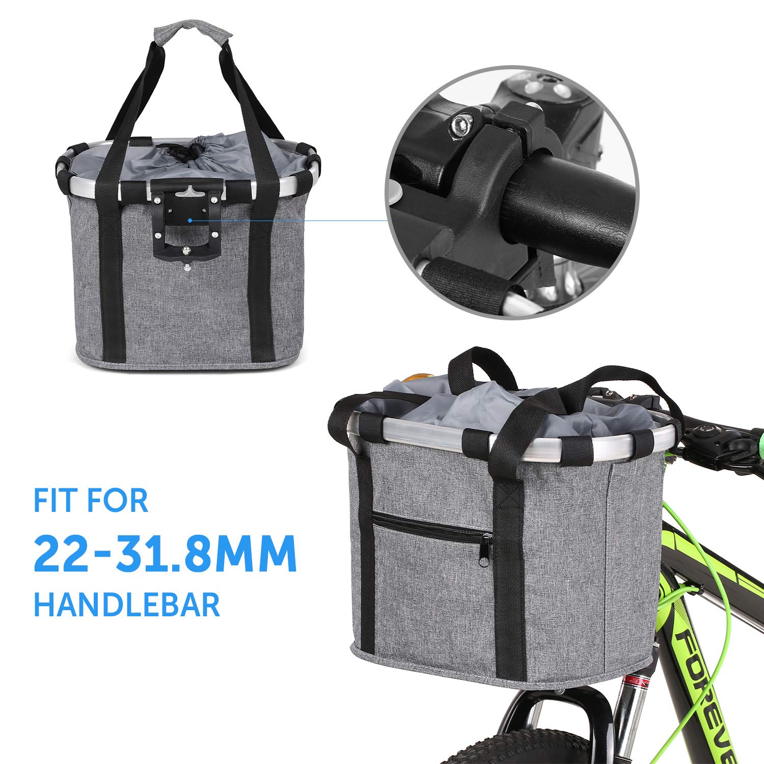 Lixada Bike Basket, Small Pet Cat Dog Carrier Bicycle Handlebar Front Basket Folding Detachable Removable Easy Install Quick Released Picnic Shopping Bag, Max. Bearing: 11lbs