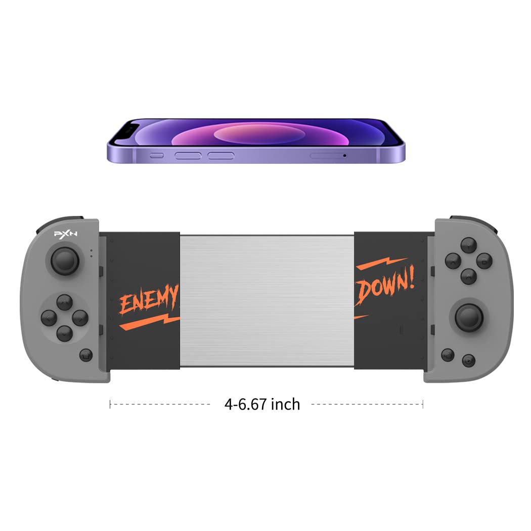 Mobile Game Controller, PXN P30PRO Retractable Low Latency FPS Game Gamepad, Micro USB Plug and Play E-Sports Gamepad for 4-6.67inch (Stretch: 6.5) Android/Apple/Samsung Smartphones - Gray