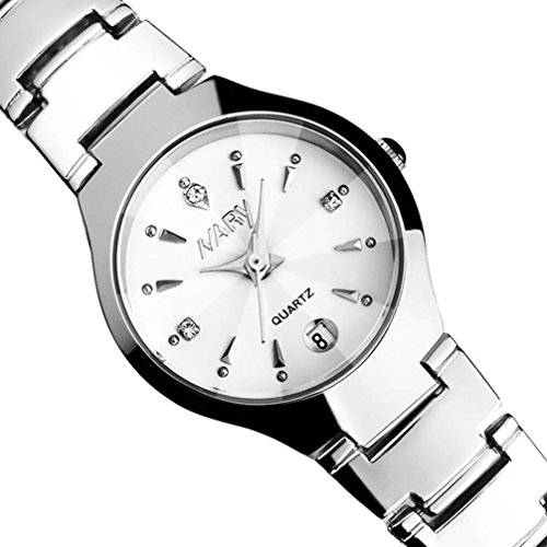 IEason,Women Single Calendar Quartz Stainless Steel Date Wrist Watches (White)