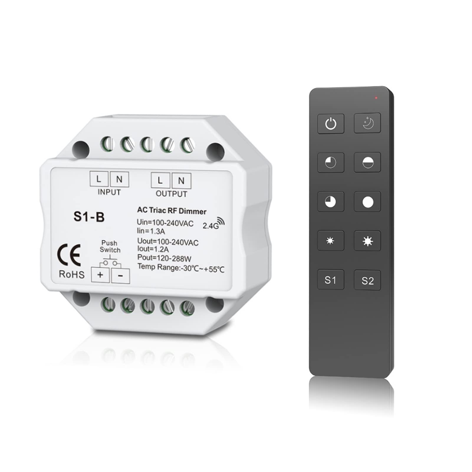 LAZIRO AC Triac LED Dimmer 220V 230V 110V Wireless RF Dimmable Knob Switch with 2.4G Remote Controller for Single Color LED Bulb Lamps