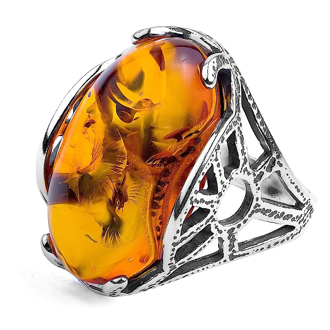 Ian and Valeri Co. Amber Sterling Silver Large Oval Ring
