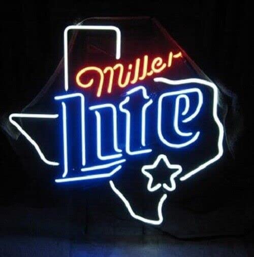 Queen Sense 17"x14" Millers Lite Texas Map Lone Star Neon Sign Light Man Cave Bar Pub Beer Gift Neon Lamp A117MLTMLSV2