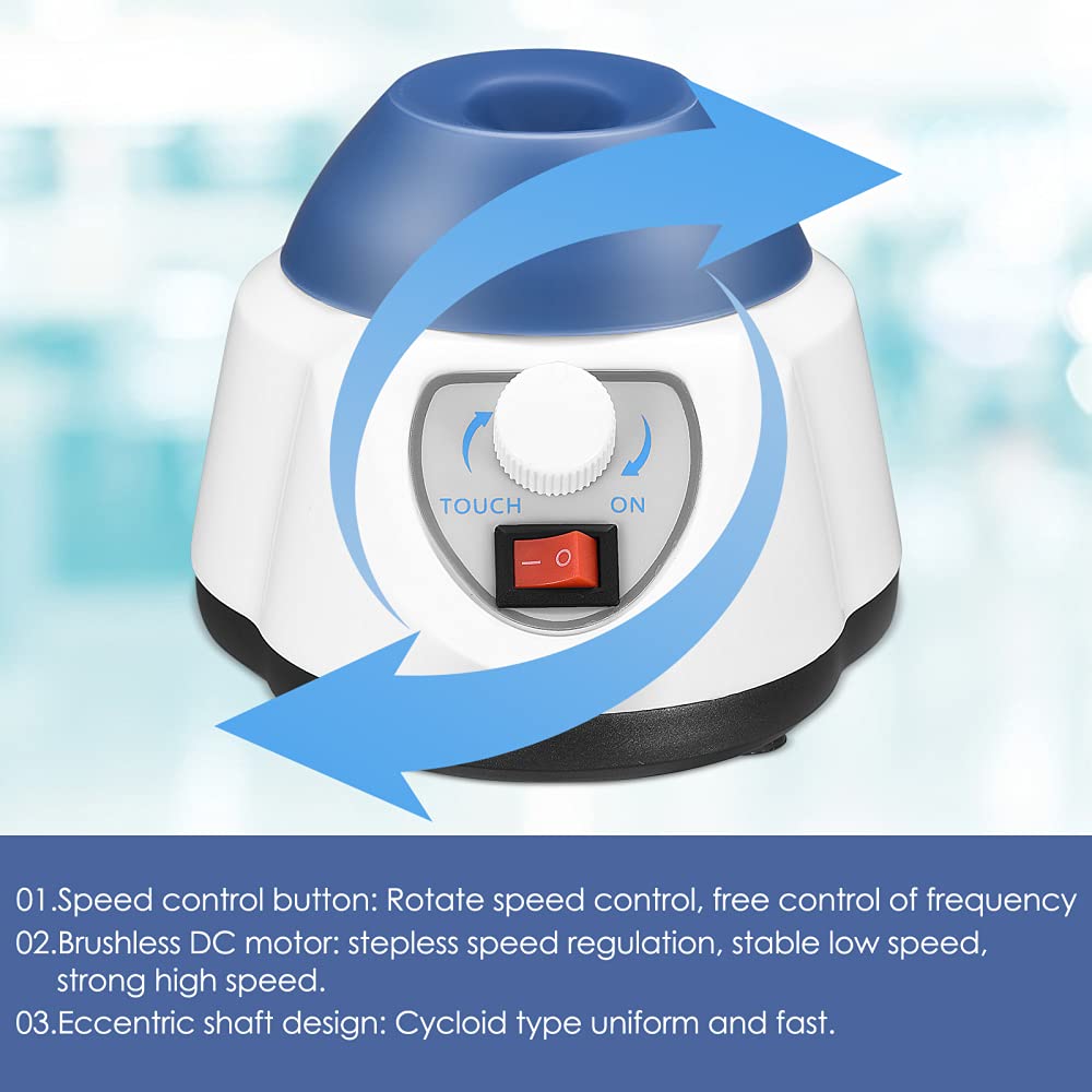 Test Tube Shaker 3000rpm Scientific Lab Mini Vortex Mixer, with Speed Control Function for Small Quickly and Evenly Mix Test Tubes Up to 50mL
