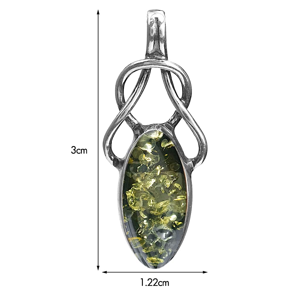 Ian and Valeri Co. Green Amber Sterling Silver Celtic Pendant