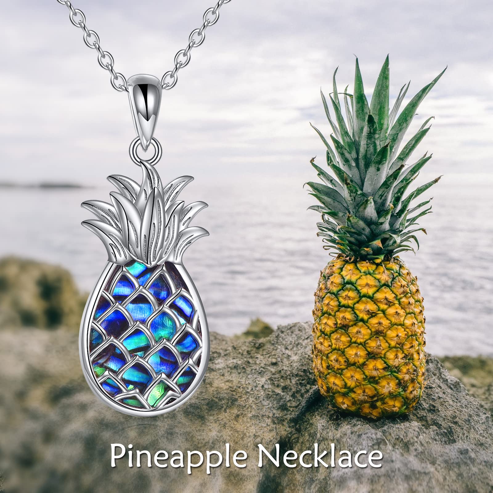 ONEFINITY Pineapple Necklace Sterling Silver Moonstone Pineapple Pendant Jewelry Gift for Women