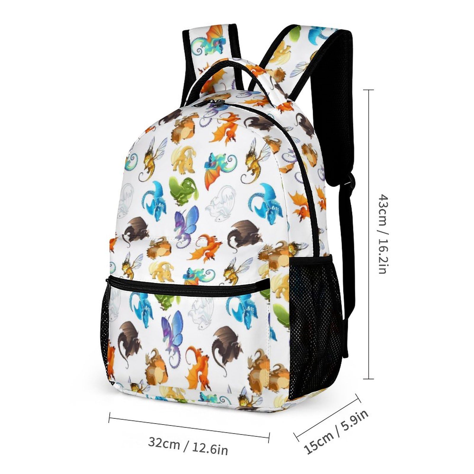 JAYWIS Fire Wings Dragon Backpack Large Capacity Laptop Bags Lightweight Multifunction Daypack for Daily/Work/Sport