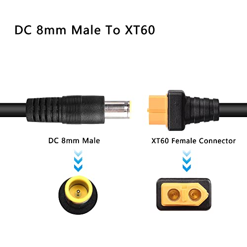 PNGKNYOCN DC 8mm to XT60 Power Cable 14AWG DC 7909 Male to XT60 Female Adapter Cable for Solar Panel Portable Power Station Solar Generator(1.5M/4.9Ft)