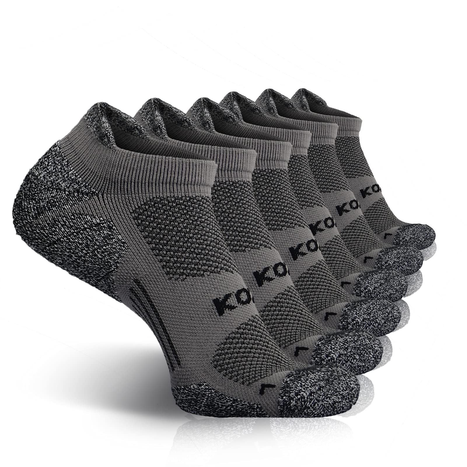 KOZR Ankle Athletic Running Socks 3/6 Pairs Pack, Low Cut Sports Tab Socks with Cushion for Men and Women