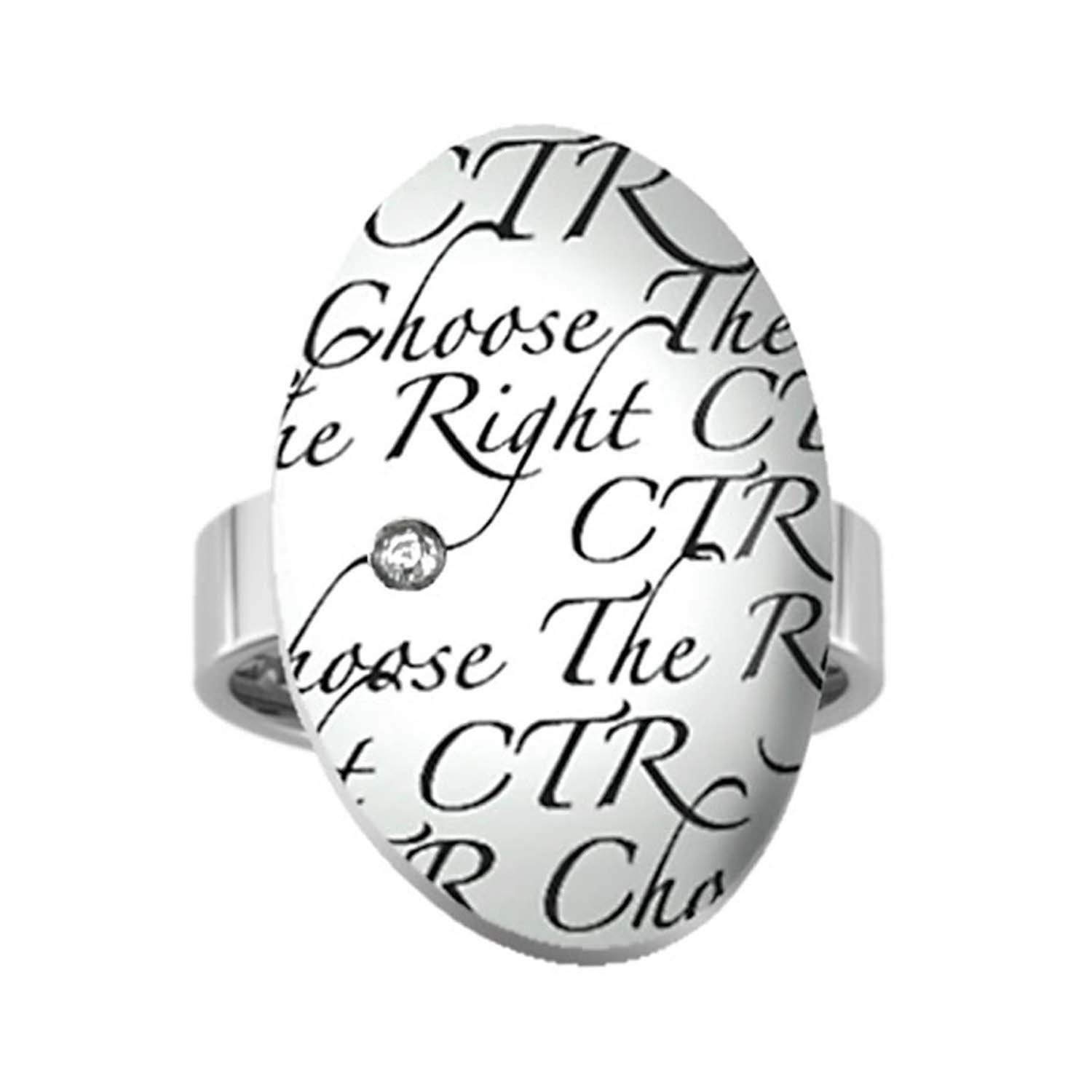 J135 - CTR Ring Stainless Steel w/Cubic zirconium "Script" (6)
